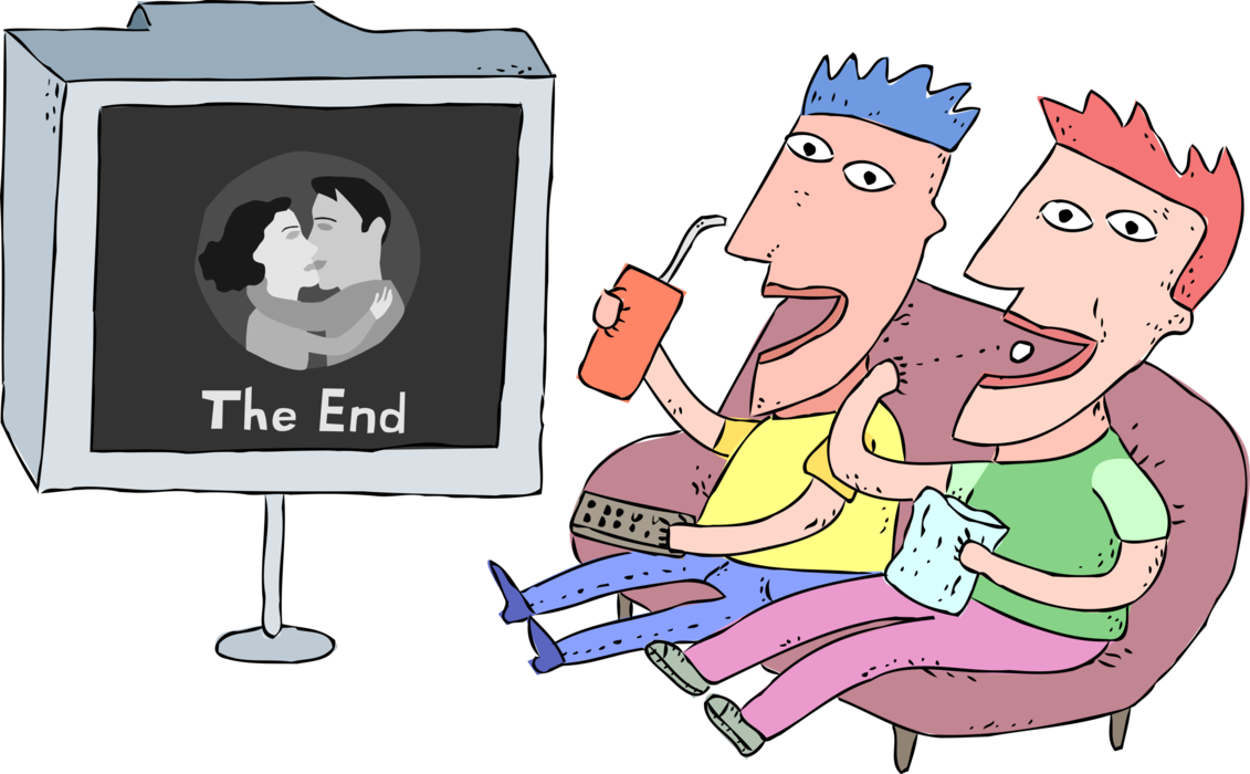 Download Vector Illustration Of Film Lovers Watch The Ending - Cartoon ...