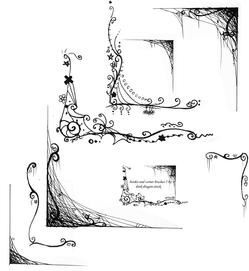 Download Dragon Borders Lineart - Corner Brushes - ClipartKey