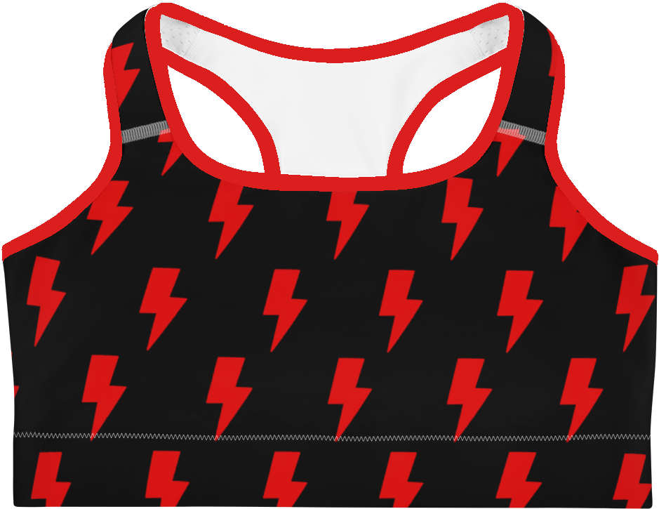Download Black & Red Lightning Bolts Sports Bra - Vest - ClipartKey