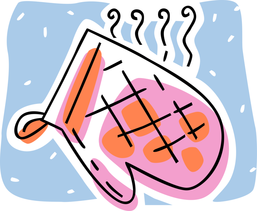 Download Vector Illustration Of Kitchen Oven Mitt Insulated - Oven Mitt ...
