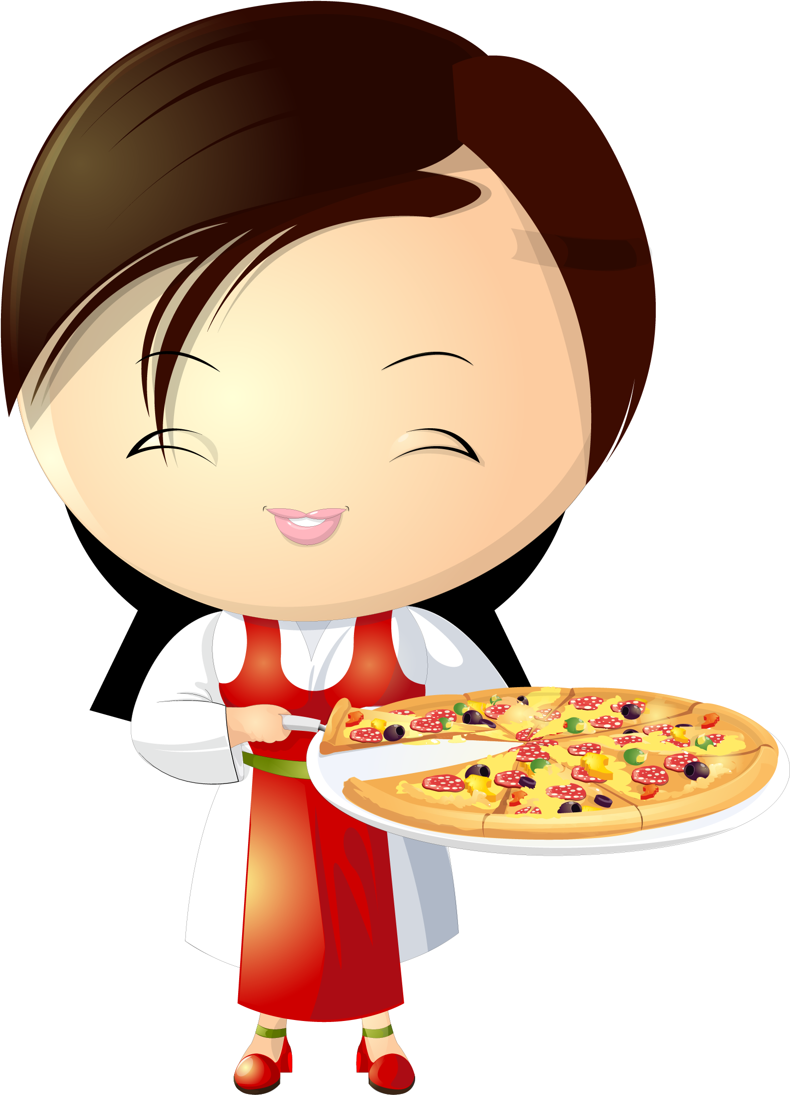Download Pizza Chef Clip Art - Chef Cartoon Girl Pizza - ClipartKey