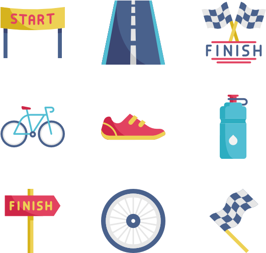 Download Road Bicycle Racing - Start Finish Icon Png - ClipartKey