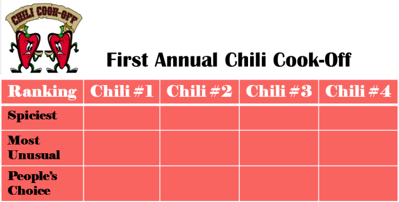 Download Chili Cook Off Voting Sheet - ClipartKey