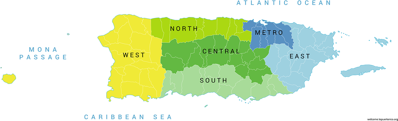 Download Transparent Puerto Rico Png - Puerto Rico Regions Map - ClipartKey
