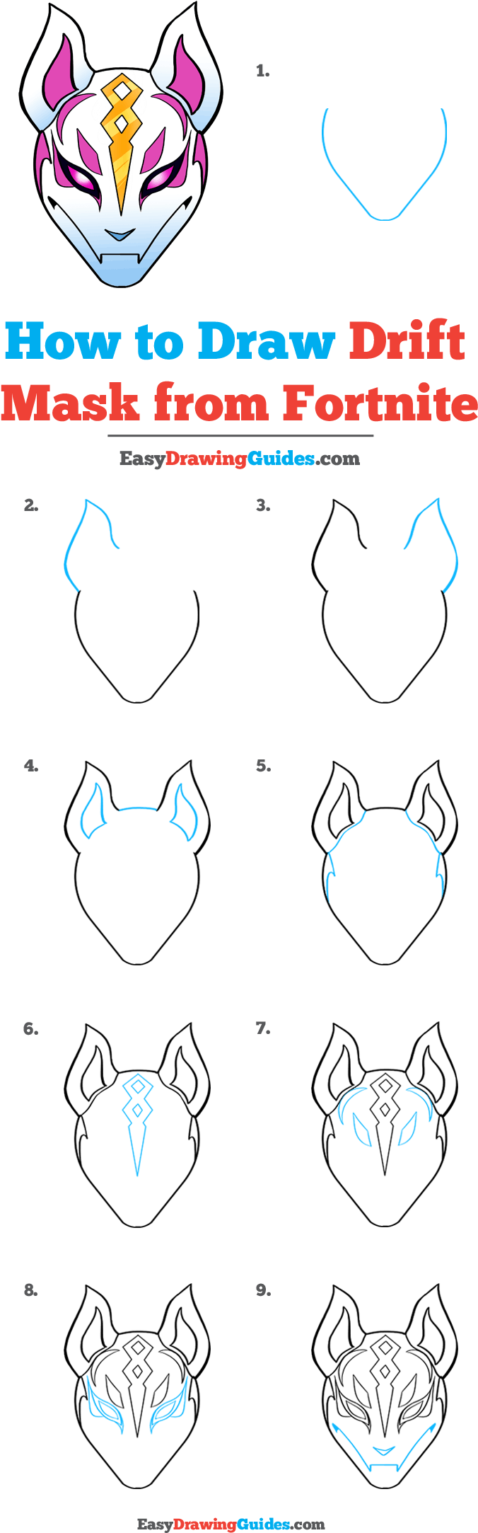 Download How To Draw Drift Mask From Fortnite - Step By Step Fortnite ...