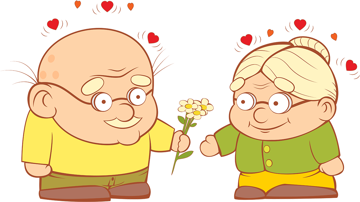 Download Old Couple In Love - Cute Old Couples Cartoon - ClipartKey