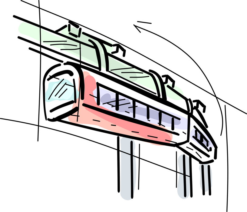 Download Vector Illustration Of Monorail Elevated Public Transportation ...