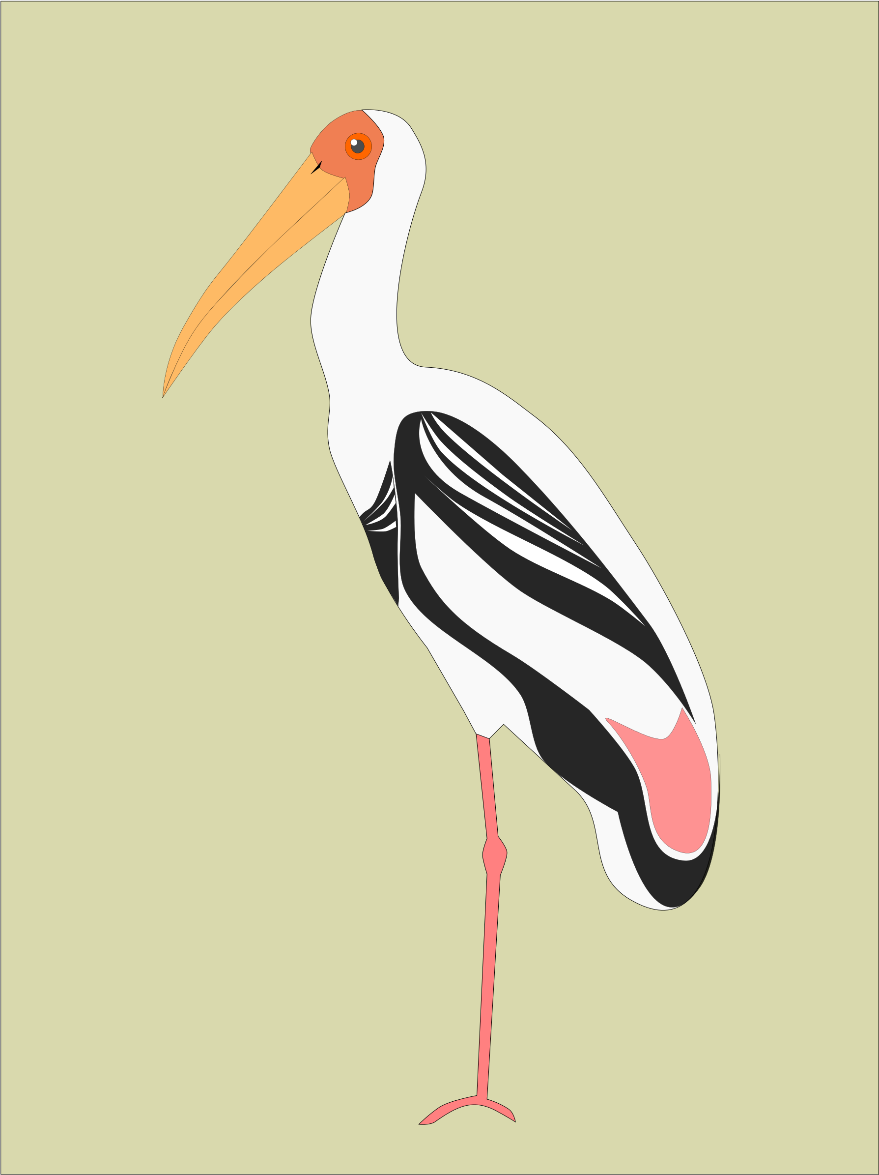 Download Stork Vector Svg - Painted Stork Vector - ClipartKey
