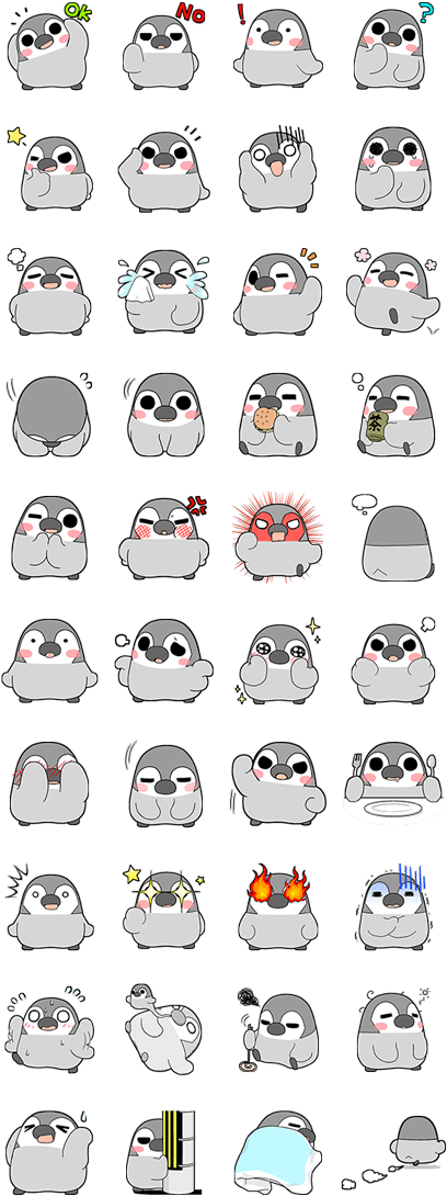 Download Penguin Line Sticker Free - ClipartKey
