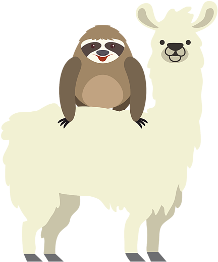 Download Cute Sloths And Llamas - ClipartKey