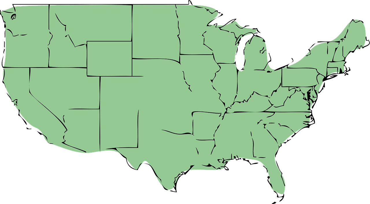 Download Transparent Us Maps Clipart - Map Of The United States Green ...