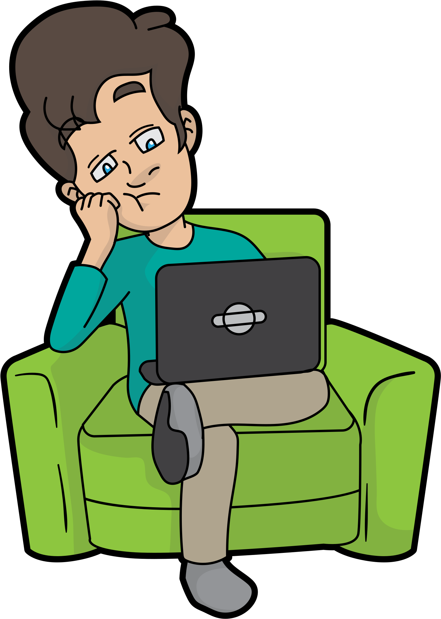 Download Clip Art Man At Computer Cartoon - Man Sitting On Computer Svg ...