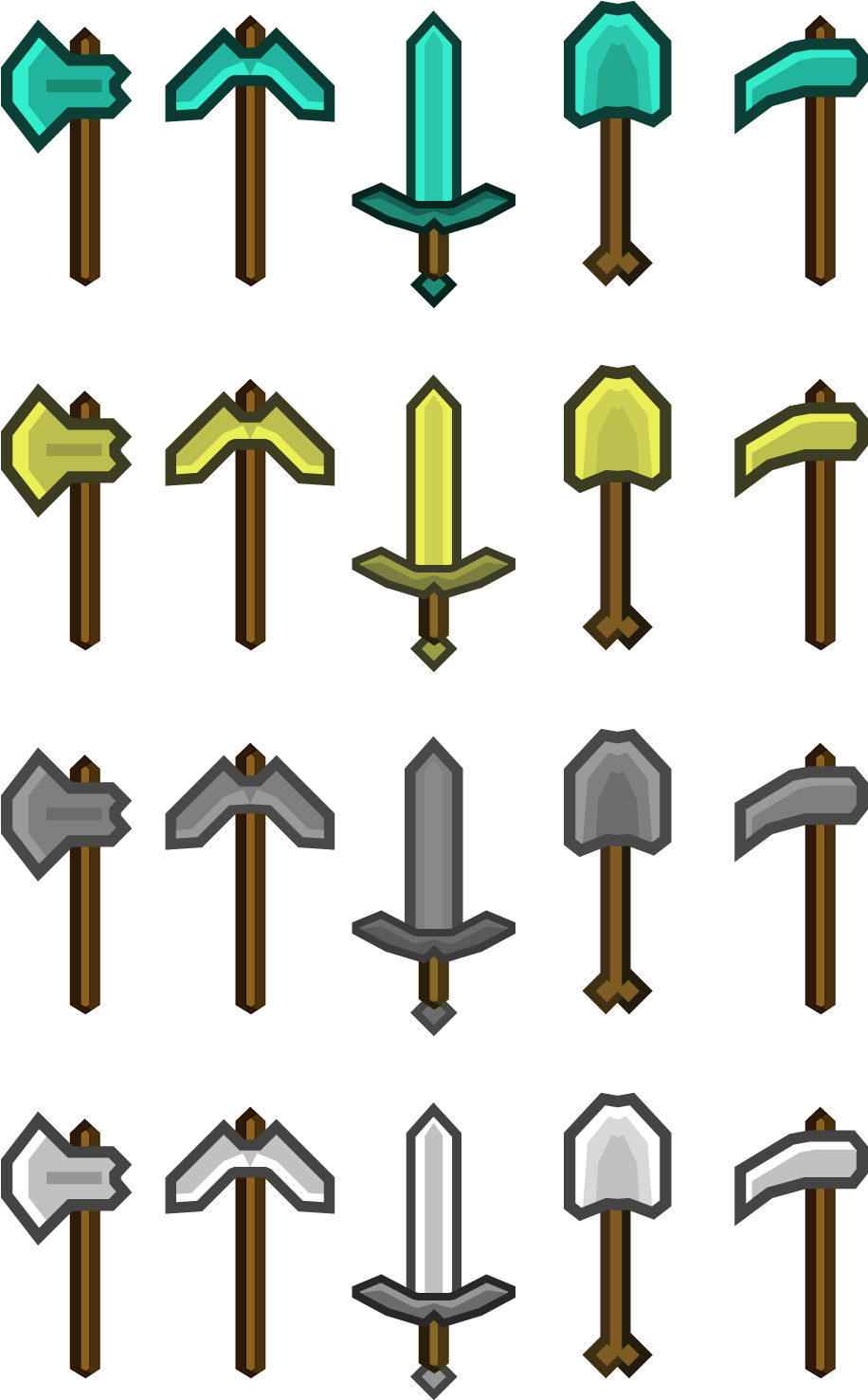 Download Axe Clipart Cross Axe - Minecraft Swords And Pickaxes - ClipartKey