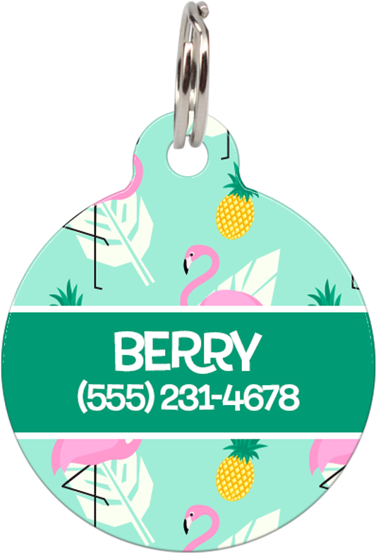 Download Green Flamingos Personalized Dog Id Tag For Pets" - Dog ...