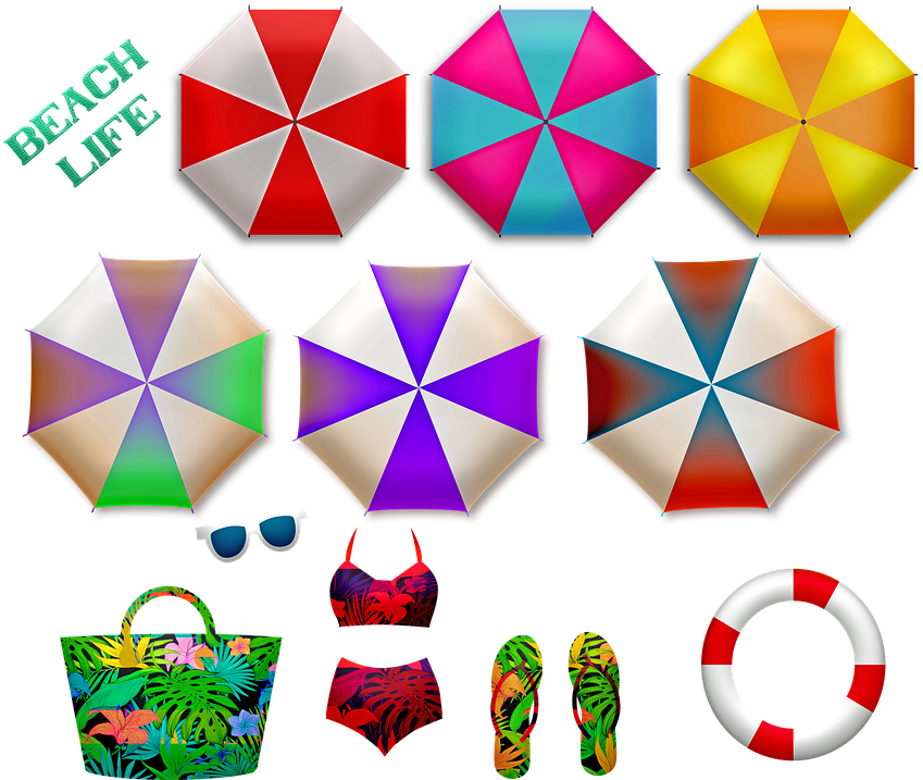 Download Summer Beach Umbrellas, Umbrella, Overhead Umbrella - ClipartKey