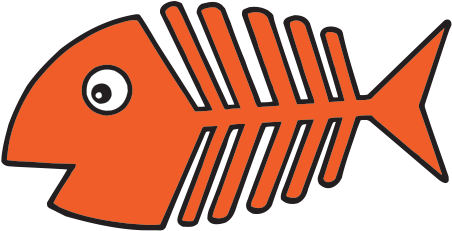 Download Printed Vinyl Cartoon Fishbone Orange - Fish Bone Cartoon Png ...