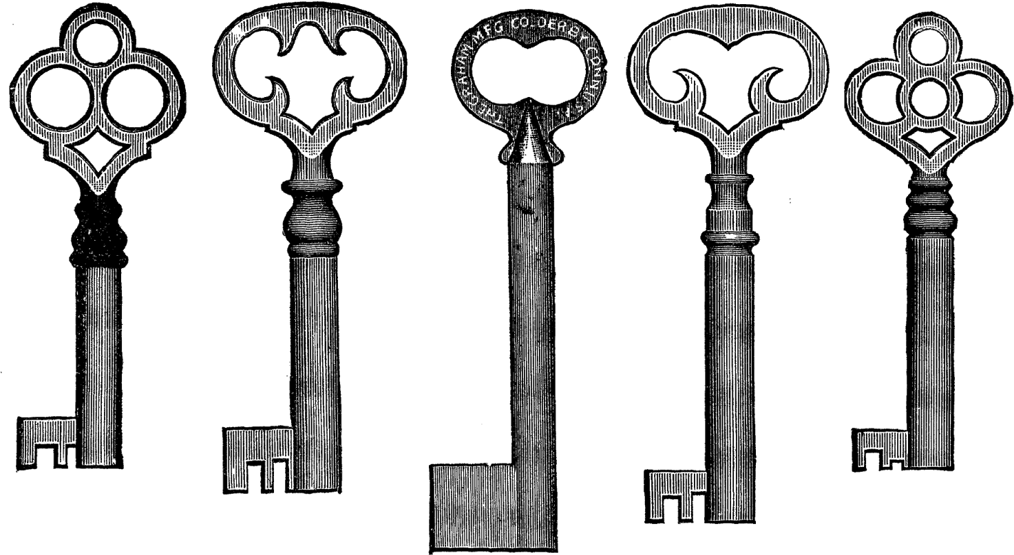 Download Vintage Key Clip Art - Antique Illustration Of Old Fashioned ...