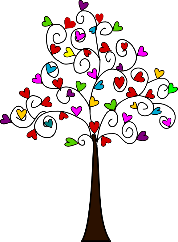 Download Tree Of Multicoloured Heartshaped Leaves - Heart Tree Drawing ...