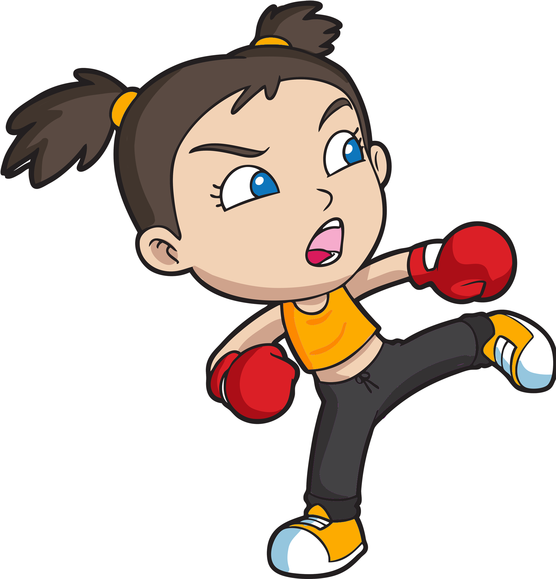 Download Kid Boxing Clipart - Kick Boxing Cartoons Png - ClipartKey