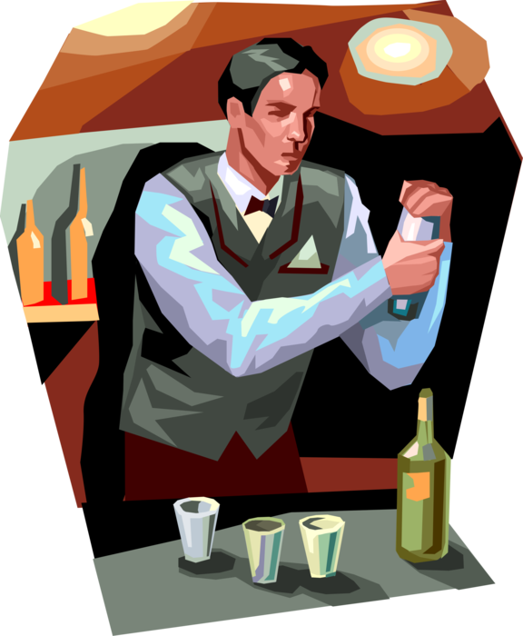 Download Vector Illustration Of Barroom Bartender Mixes And ...