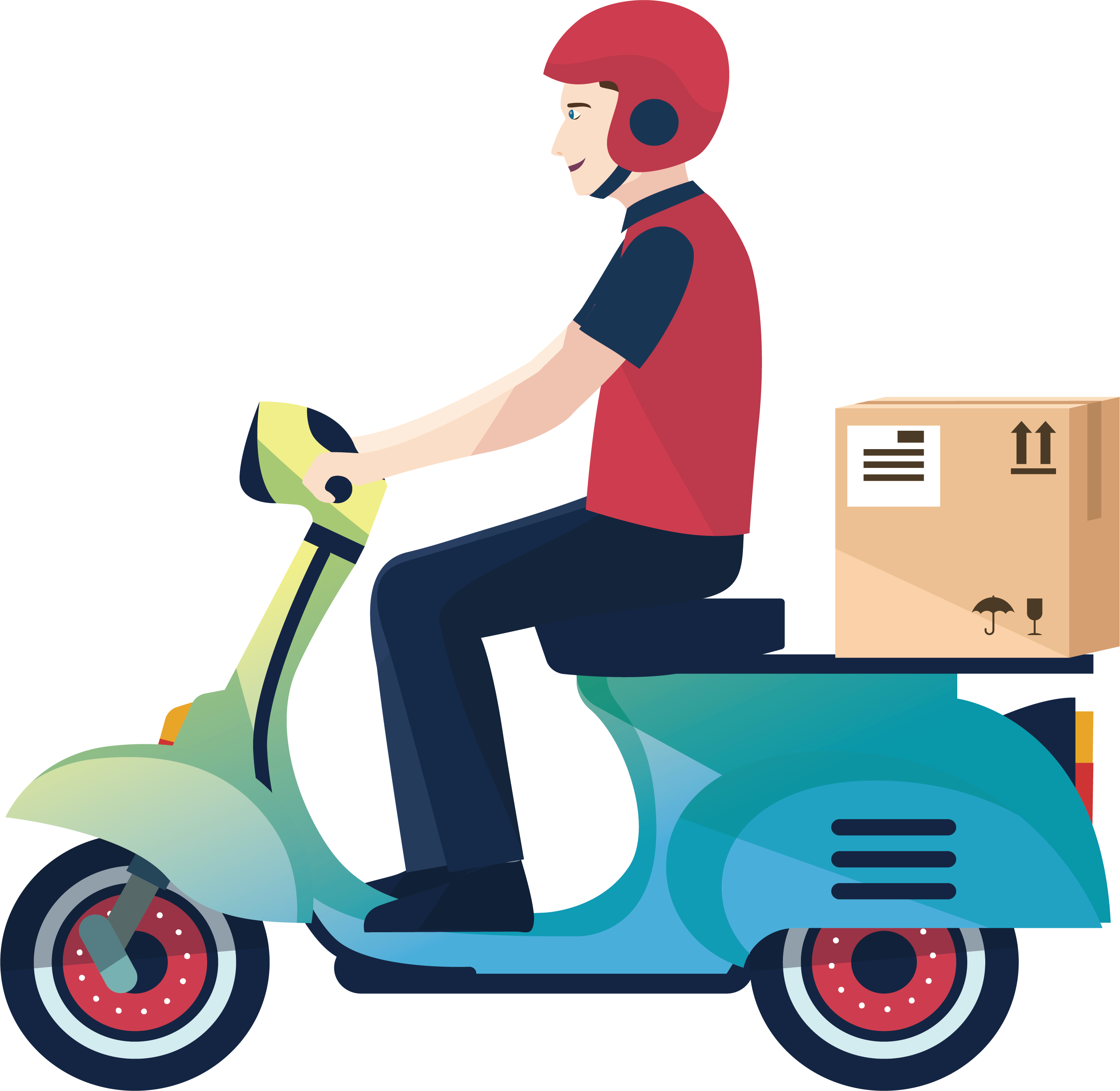 Download Logistics Courier Service Delivery Motorcycle Man Clipart - Delivery Man Vector Png ...