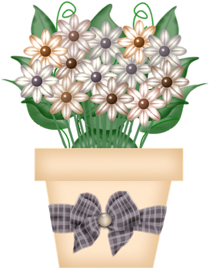 Download Pink Flowers In Pot Clipart - ClipartKey