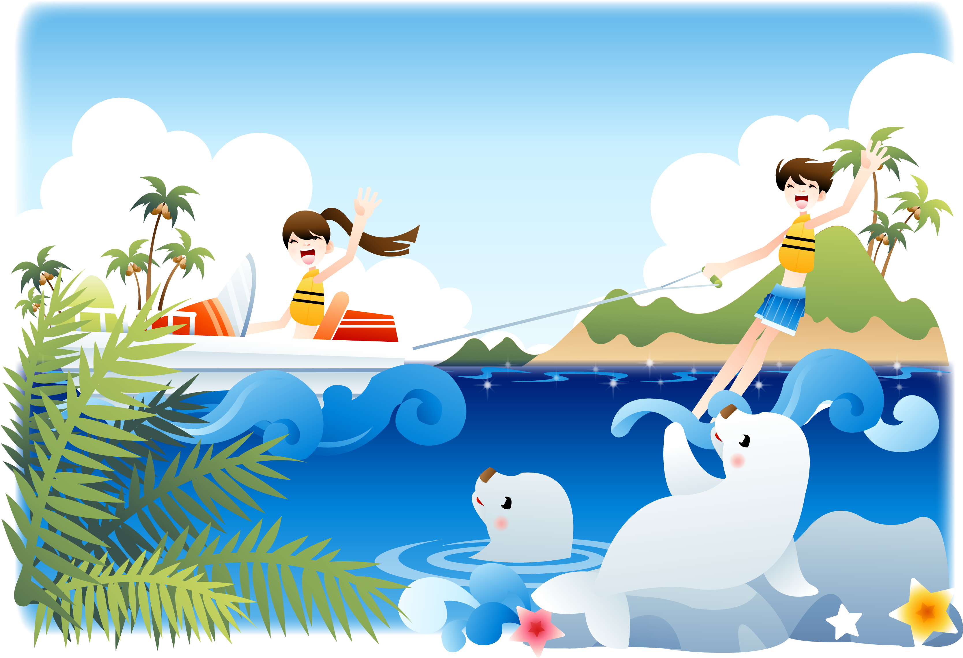 Download Water Skiing Invented - Cartoon - ClipartKey