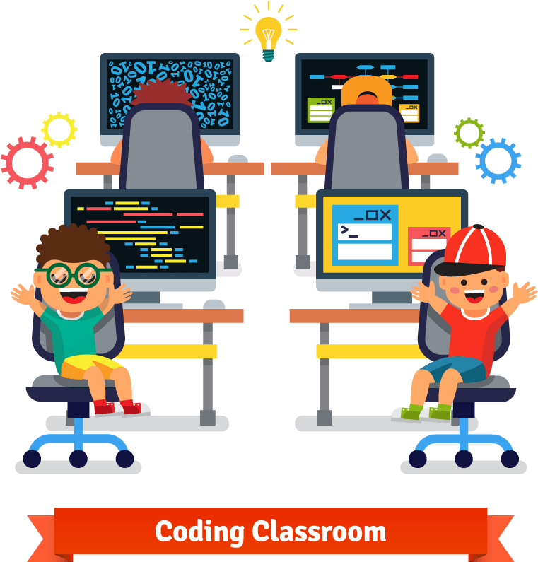 Download Cartoon Of Kids Exited About Coding - Coding Kids - ClipartKey
