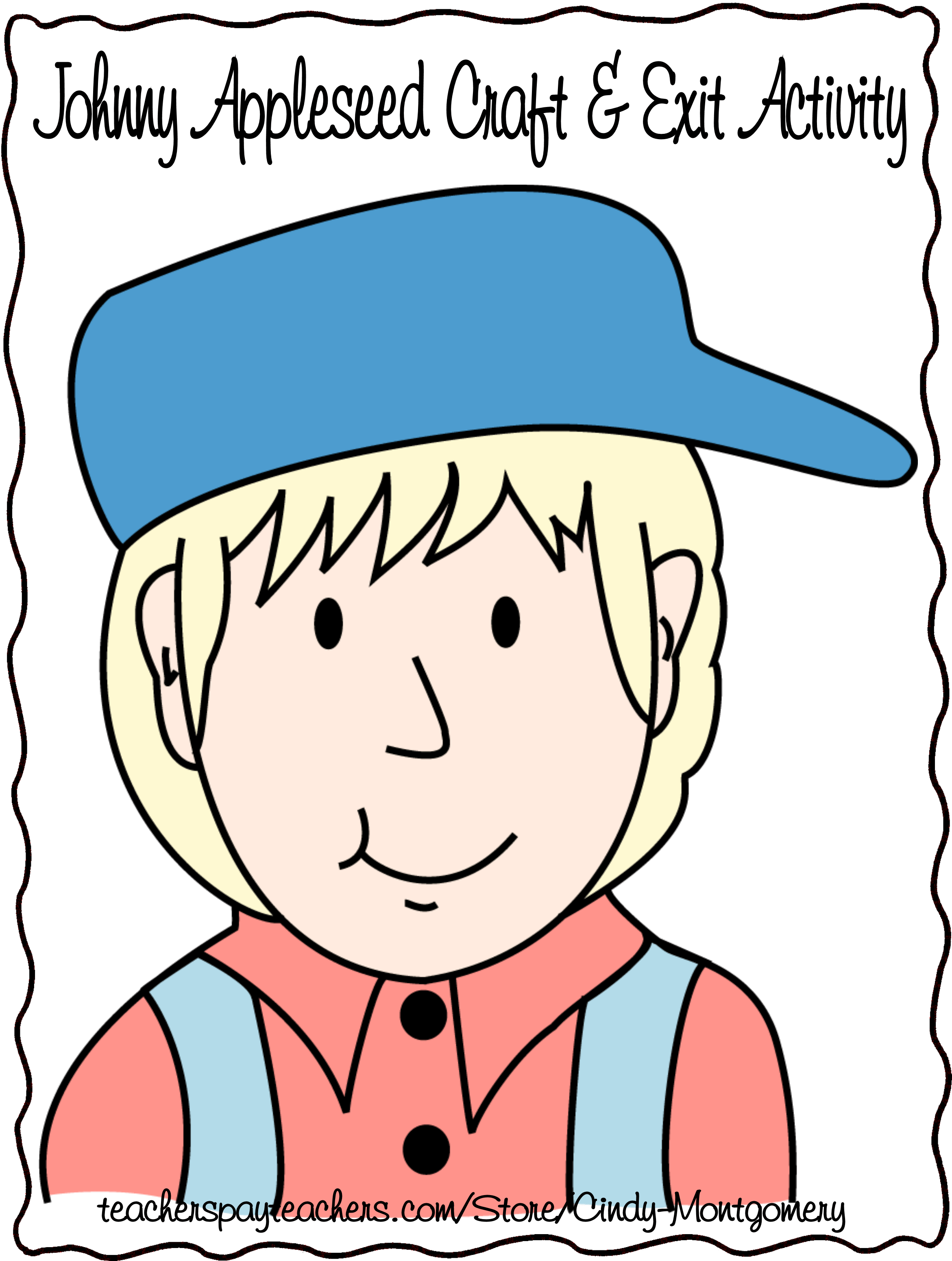 Download Johnny Appleseed Craft & Exit Activity - Cartoon - ClipartKey