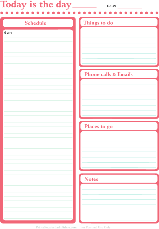 Download Clip Art Daily Organizer Template - Daily Planner Printables ...