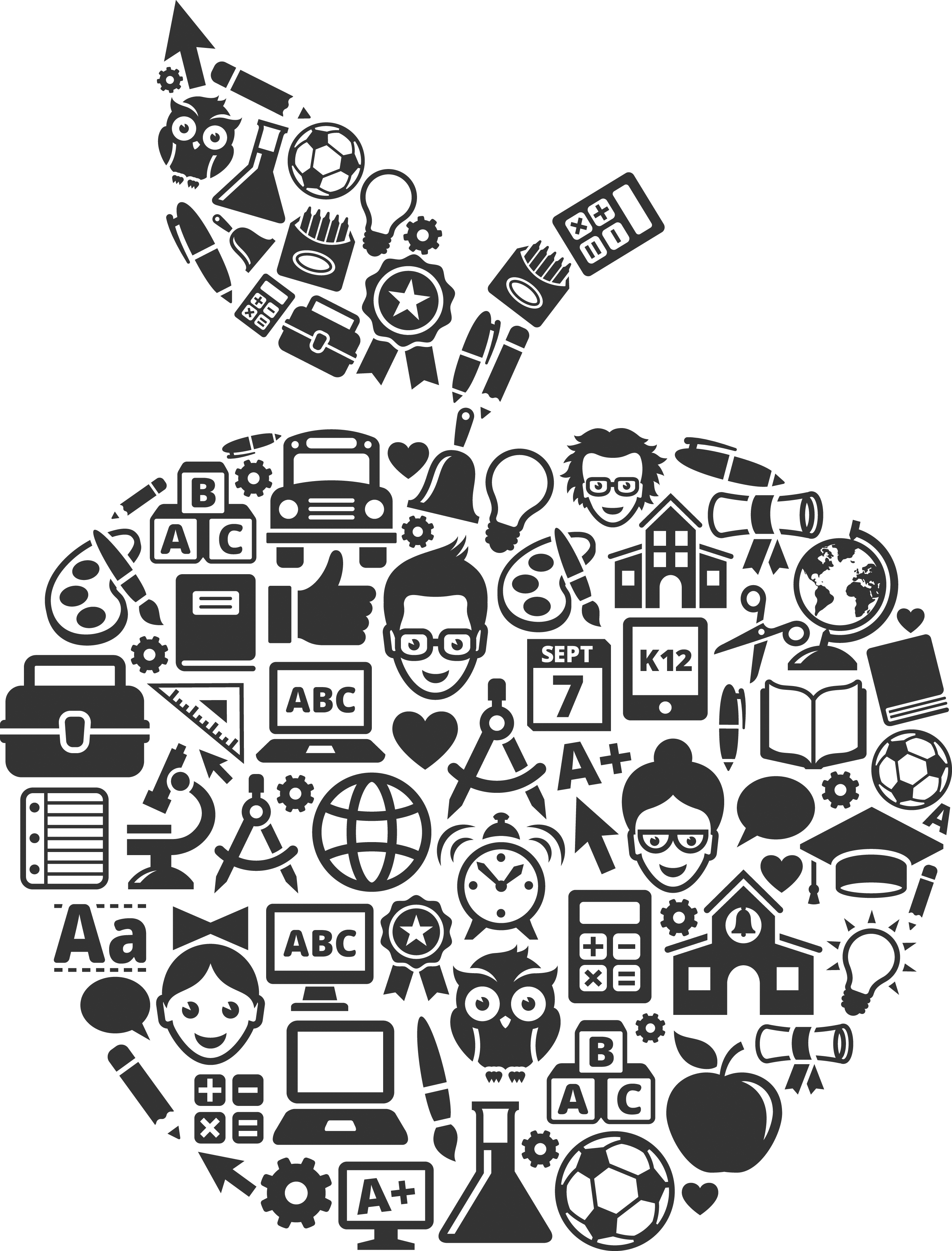 Download Apple School Clip Art Black And White - ClipartKey