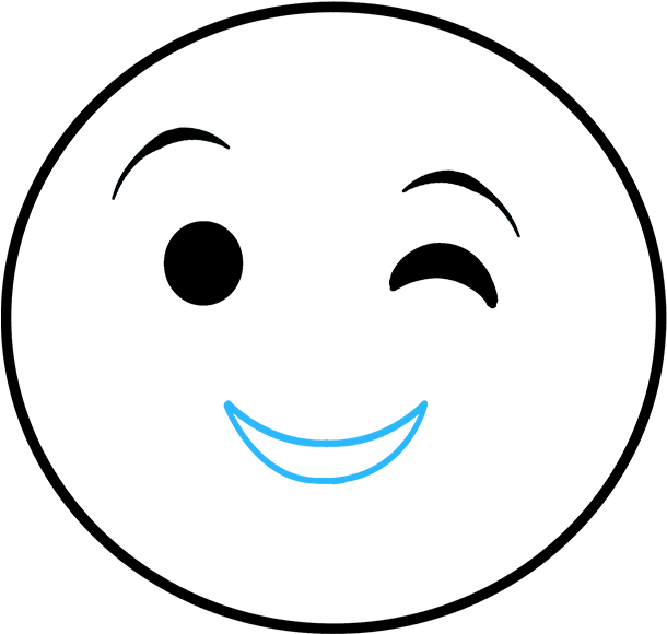 Download How To Draw Wink Emoji - Circle - ClipartKey