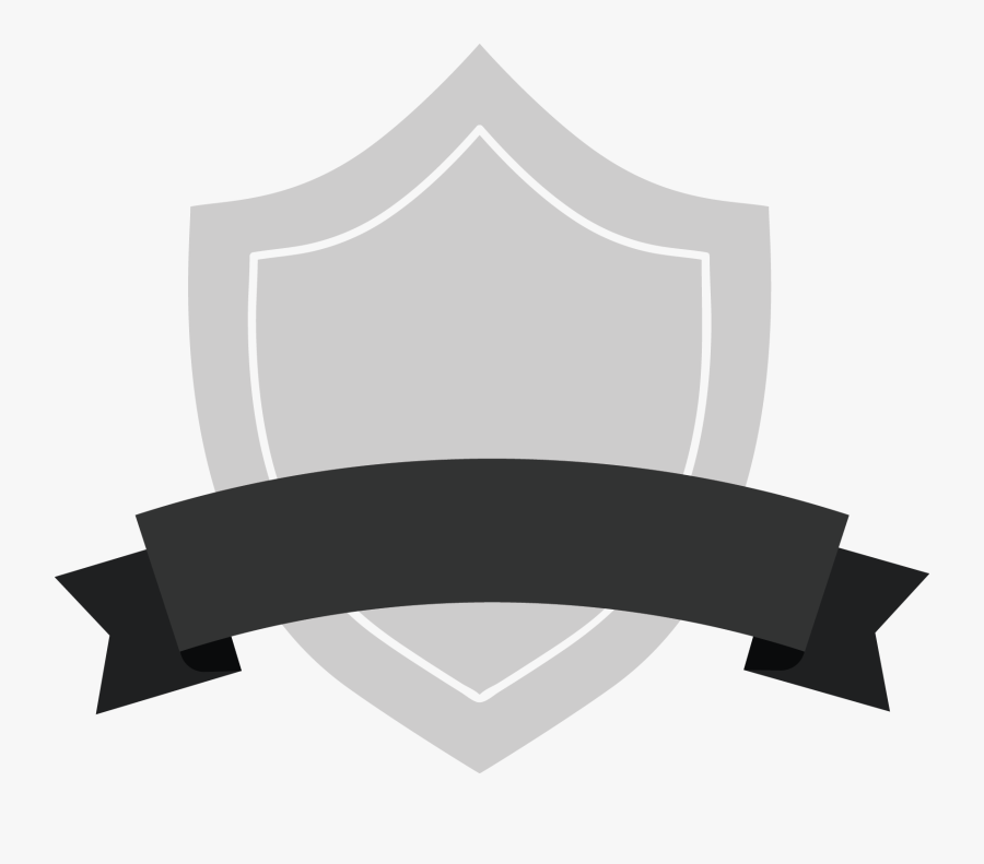 Gray Shield Badge With Black Ribbon - Black Ribbon Banner Png , Free ...