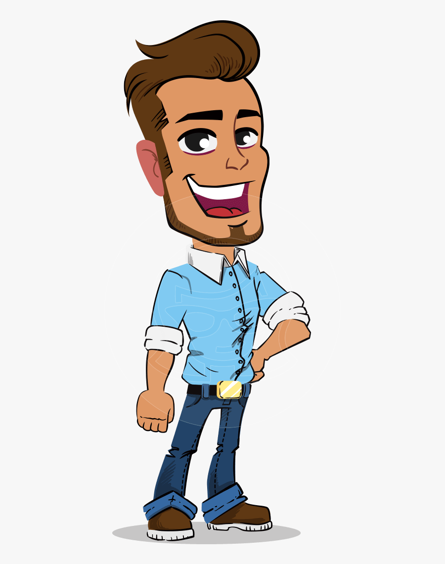 Simple Style Cartoon Of A Man With Glasses - Animated Simple Man Png ...