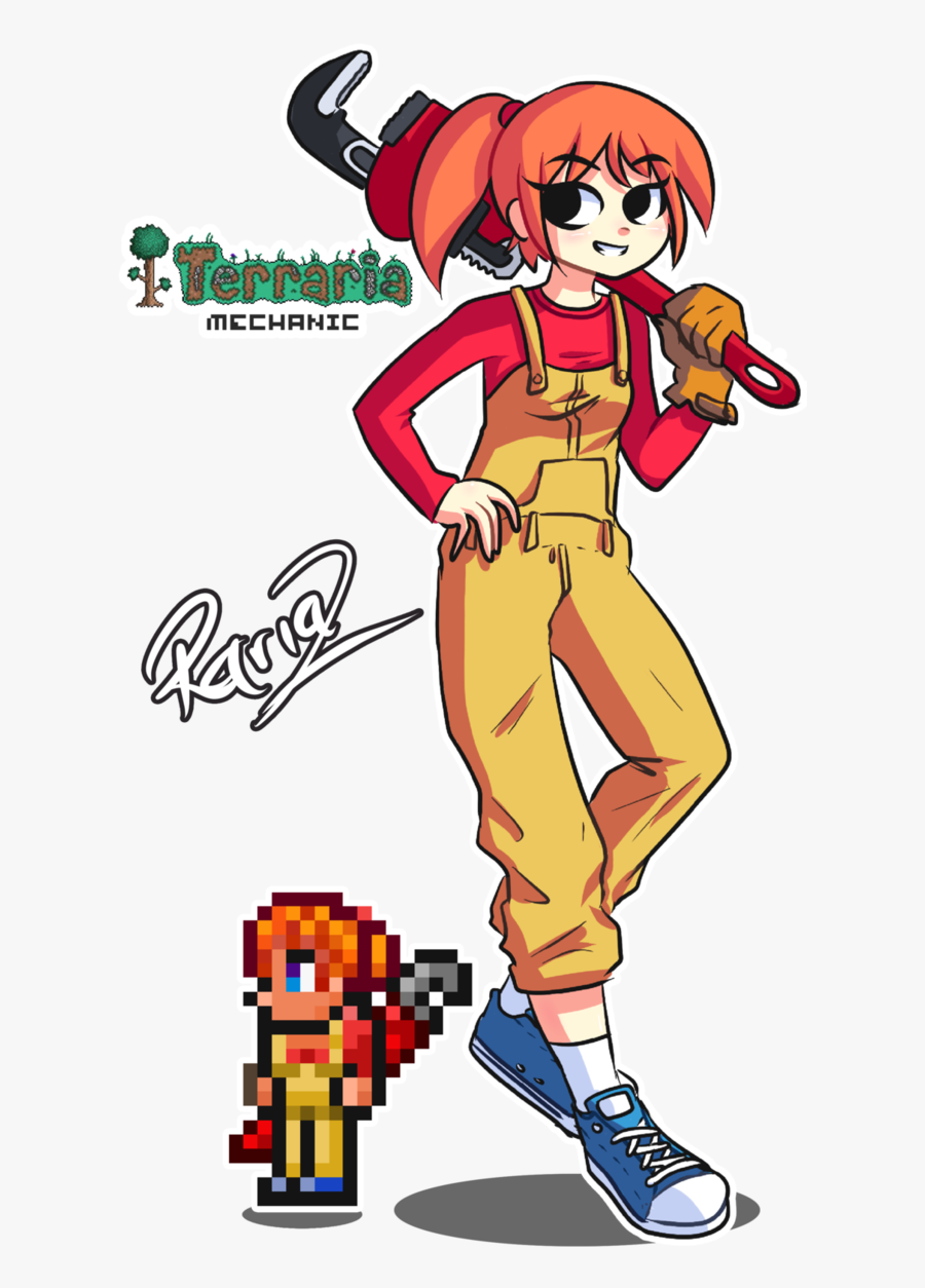 Clip Art Girl Mechanic Meme - Terraria Girls Fan Art , Free Transparent ...