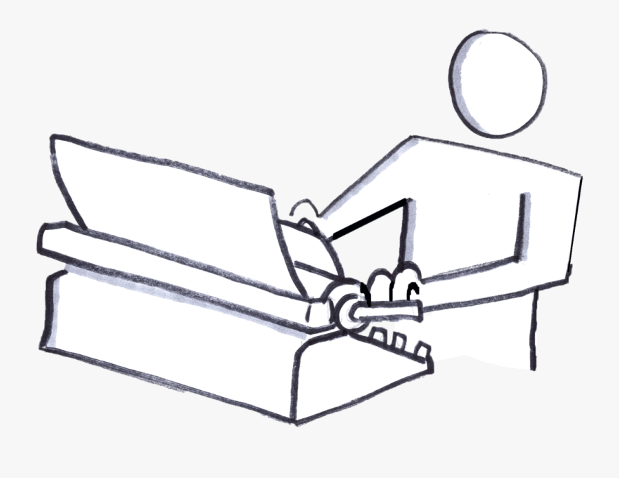 A Journalist Typing With A Typewriter - Illustration , Free Transparent ...