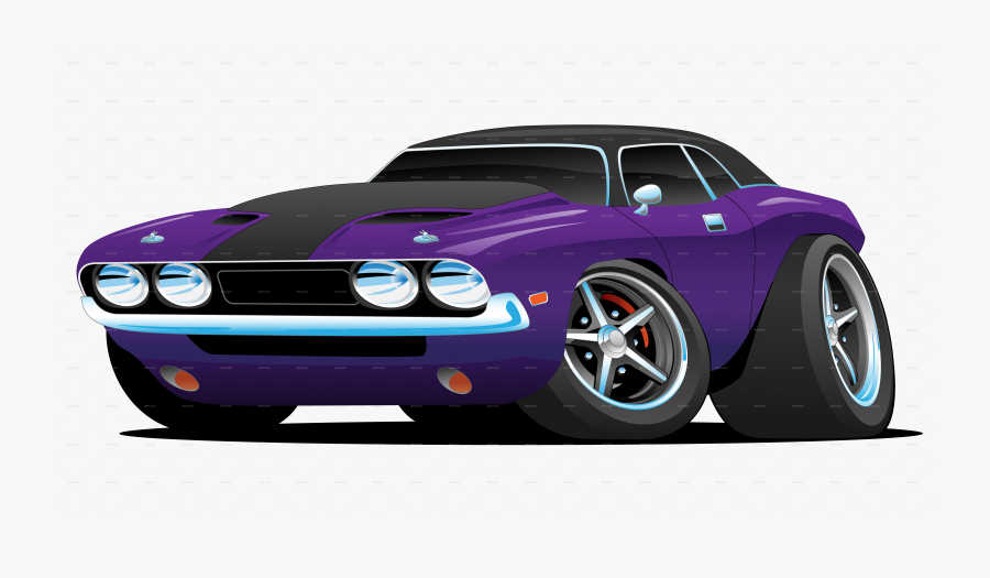 Classic Muscle Car Cartoon - Cars With Spoilers And Big Rear Wheels ...