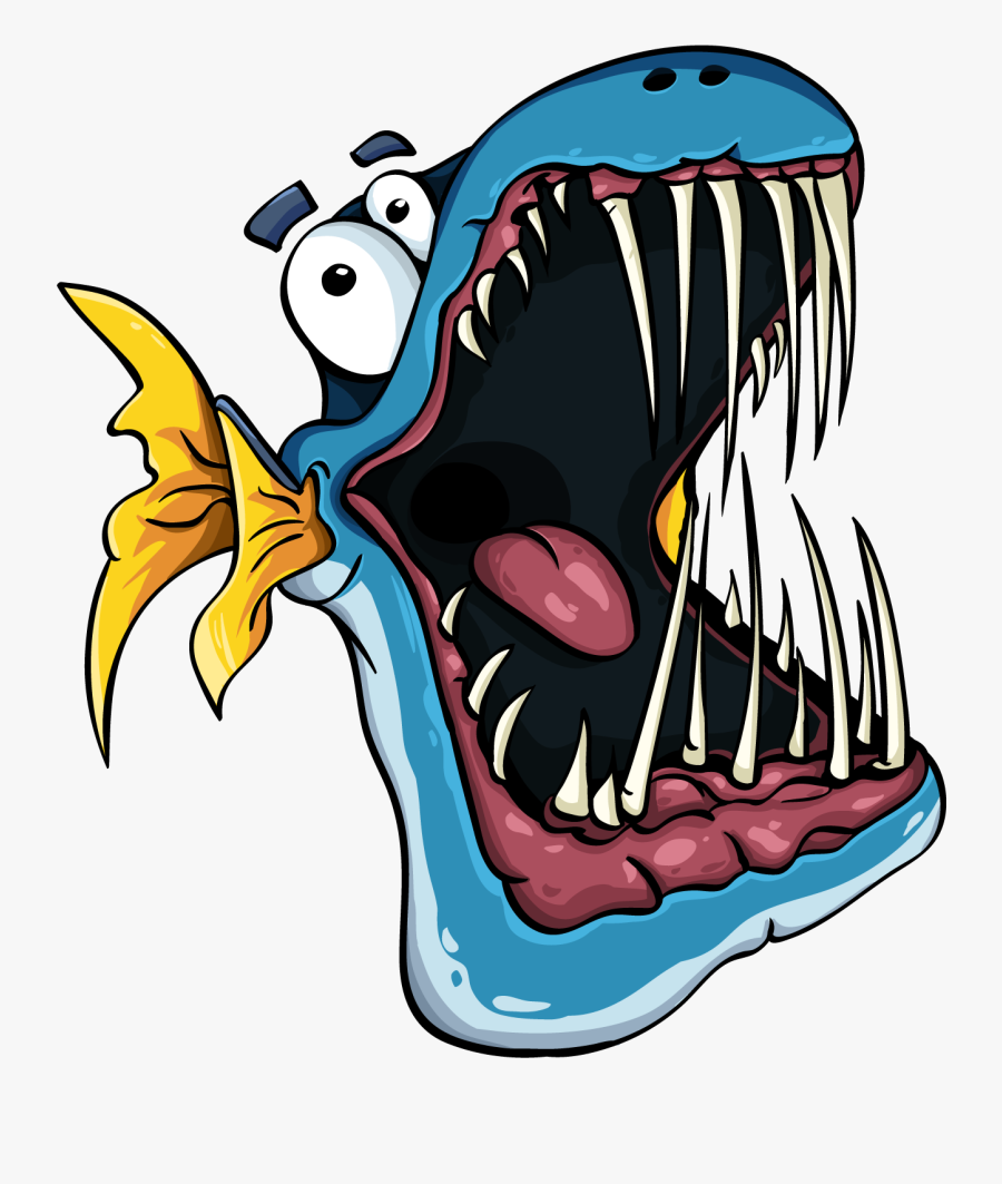 Fish Toothy Jaw Fun Character Sea Colorful Blue - Cartoon Fish , Free ...