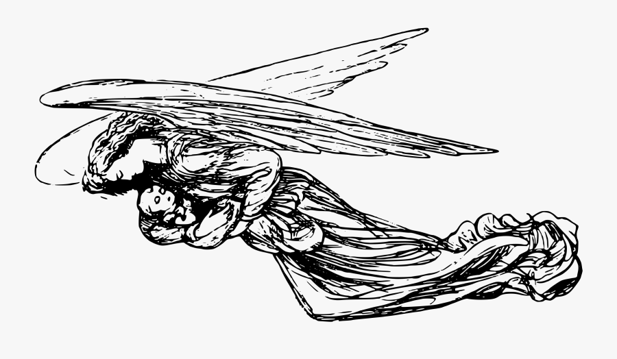 Transparent Guardian Angel Clipart Black And White - Clip Art Angel Png ...