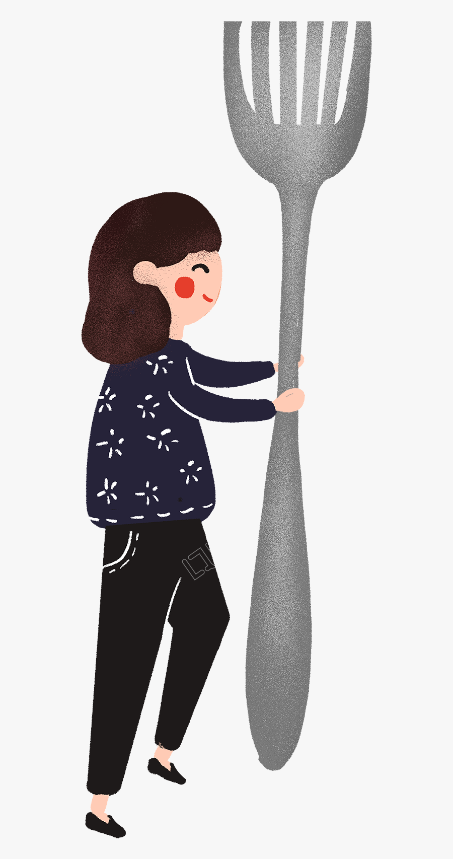 Creative Cartoon Girl Holding Fork Image - Girl , Free Transparent ...