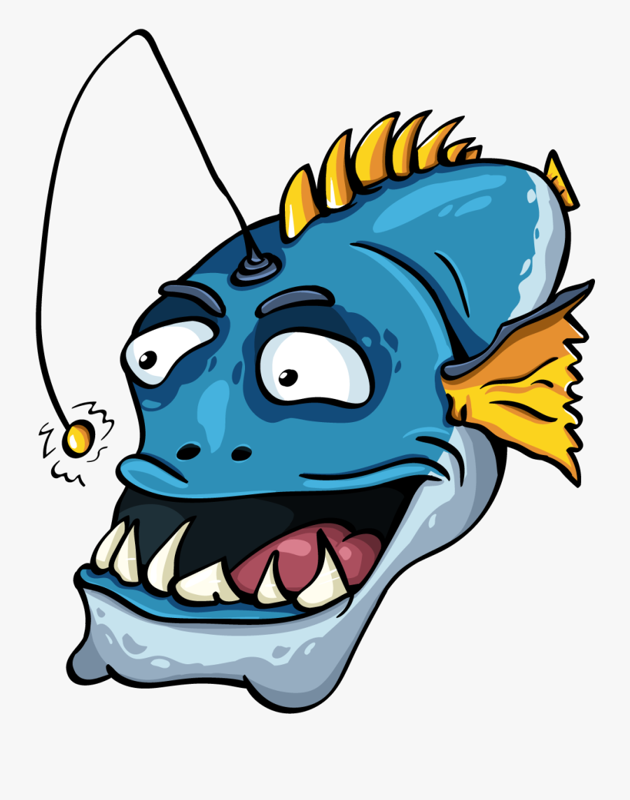 Angler Fish, Fishes, Funny, Blue, Jaw - Cartoon Angler Fish , Free ...