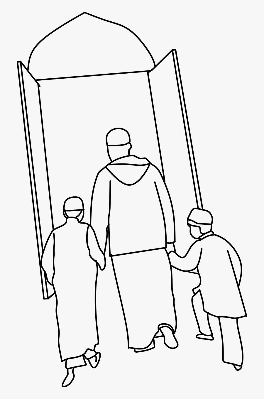 Father Son Pray Line Art- - Standing Father Muslim Drawing , Free ...