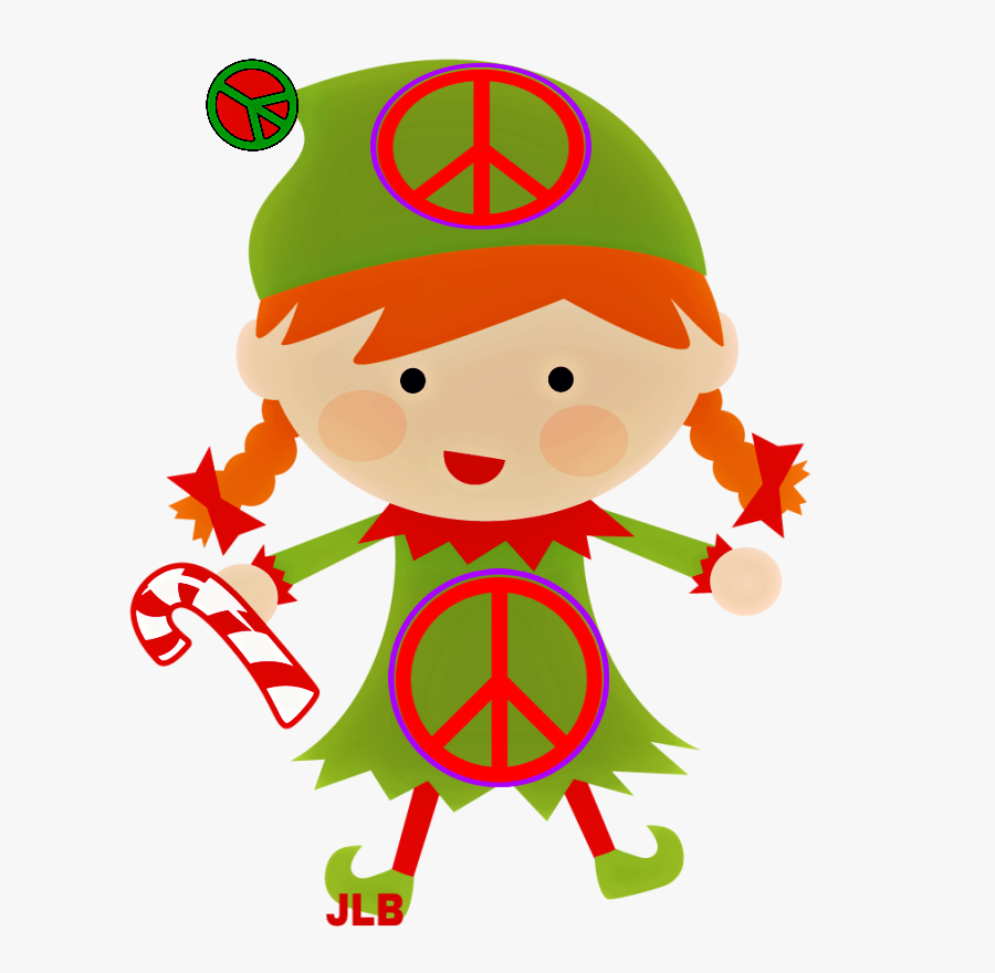 Elf Jlb Peace Love - Transparent Xmas Elf Png , Free Transparent ...