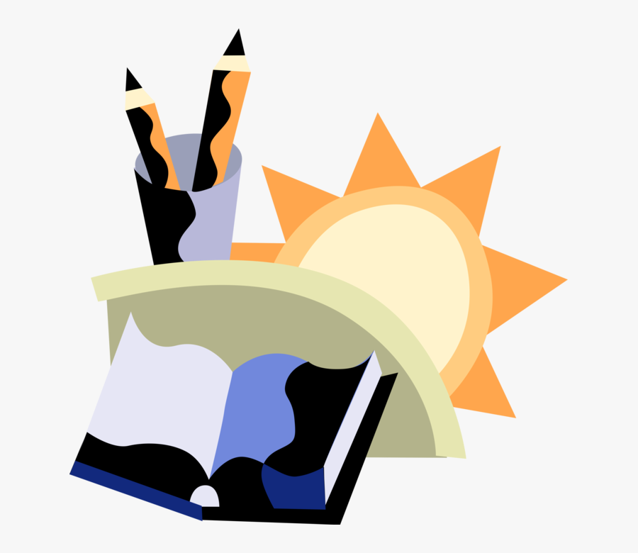 Vector Illustration Of Textbook Book And Writing Instrument - Graphic ...