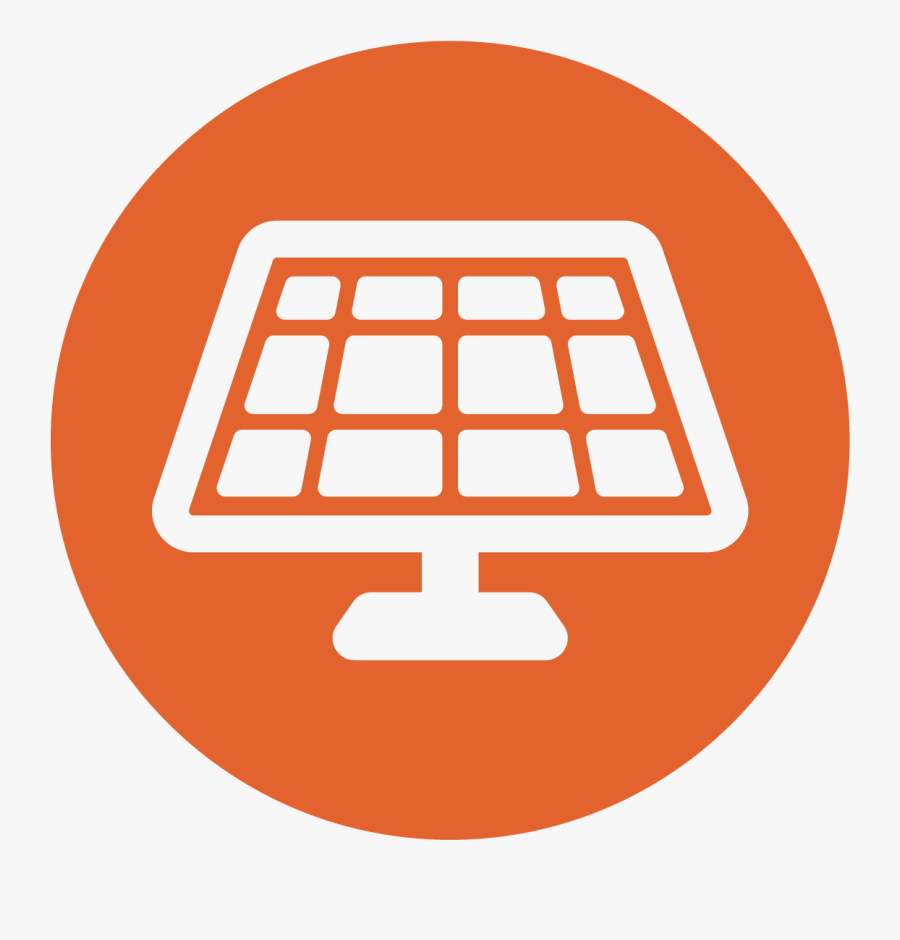 White Solar Panel In Dark Orange Circle - Solar Panel Icon Vector ...