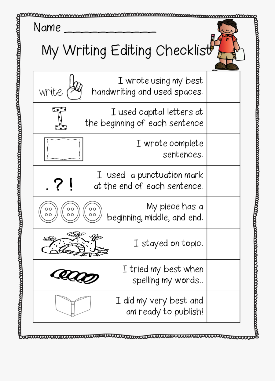 This Is Part Of - Writing Checklist Second Grade , Free Transparent ...
