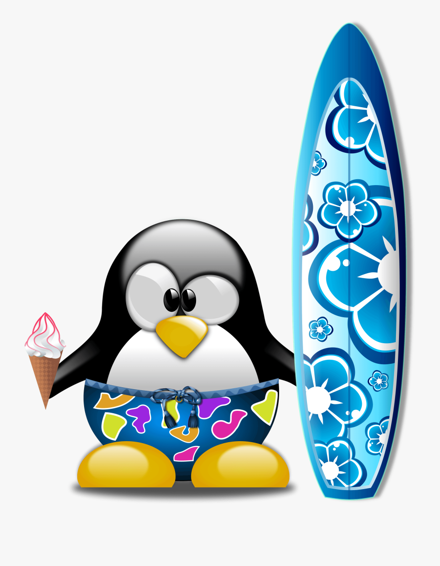 Tux The Surfer - Tux Linux Surf , Free Transparent Clipart - ClipartKey