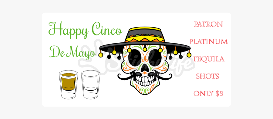 Happy 5 De Mayo Static Cling - Skull , Free Transparent Clipart ...