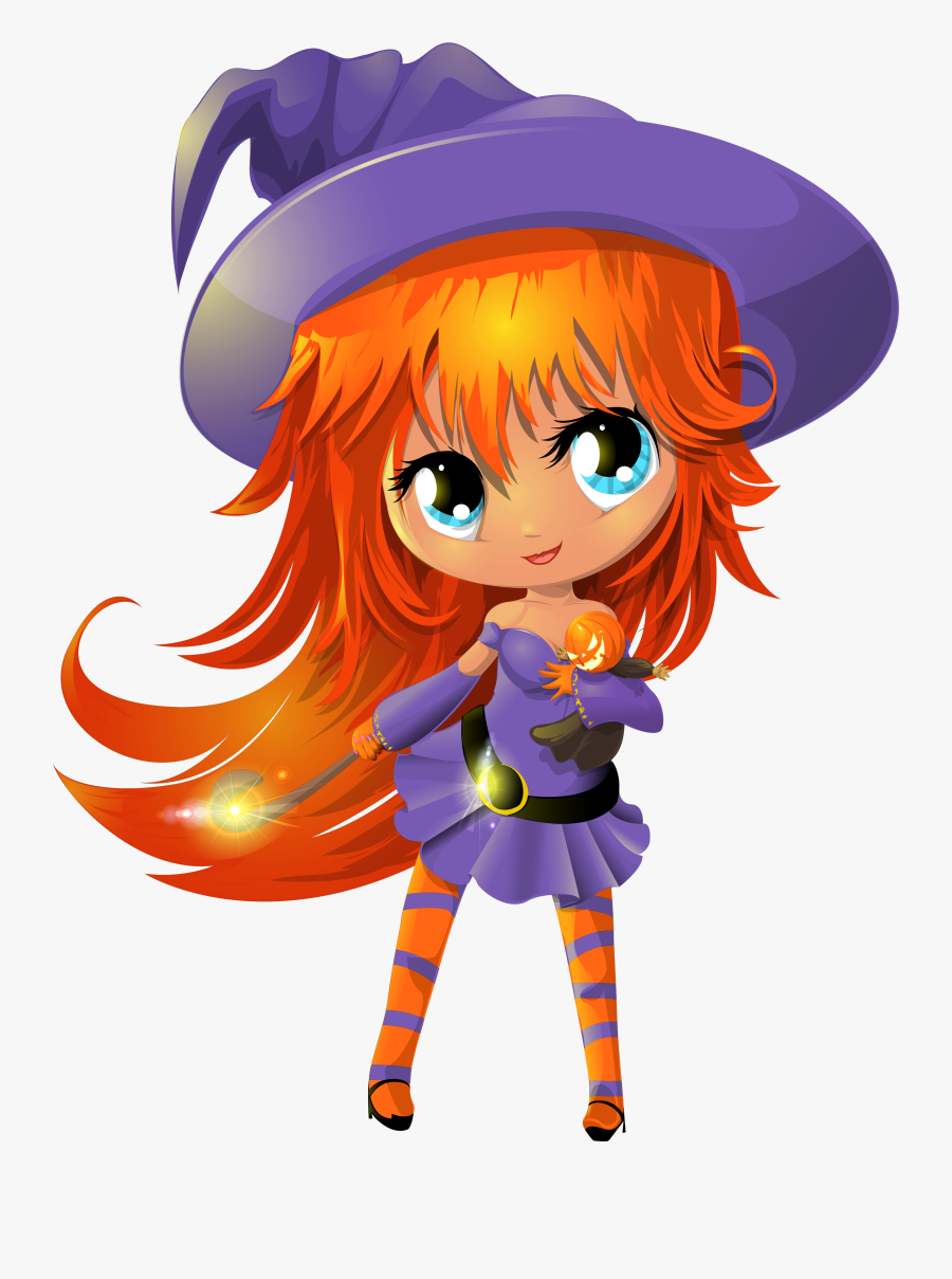 Cute Halloween Witch Clip Art - Cute Witch Transparent Background ...