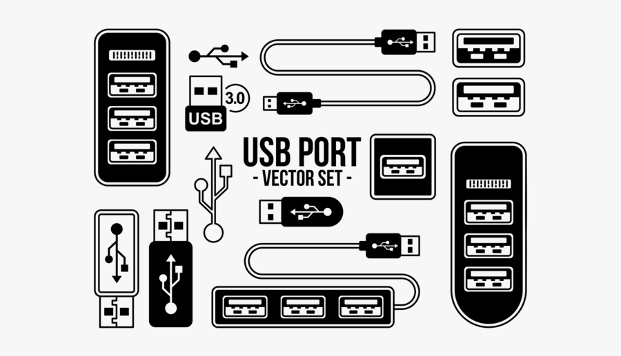 Usb Port Icons Vector - Usb 3 Port Vector , Free Transparent Clipart ...